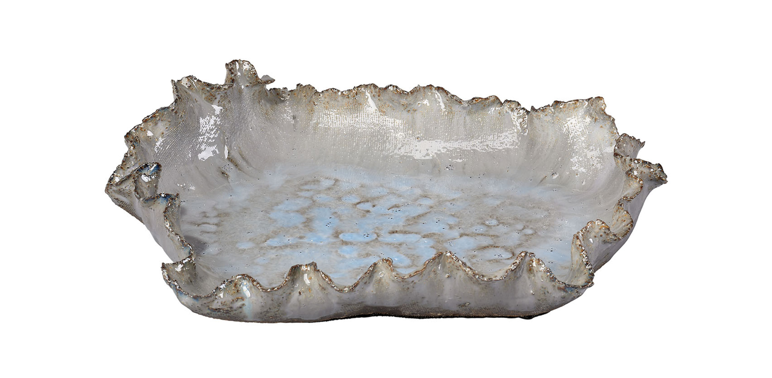 Crustacean Ceramic Decorative Bowl, 14W x 11.75D x 2.75H - Beach Style ...