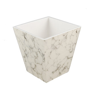 Cream Carrara Lacquer Waste Basket - Contemporary - Wastebaskets - by ...