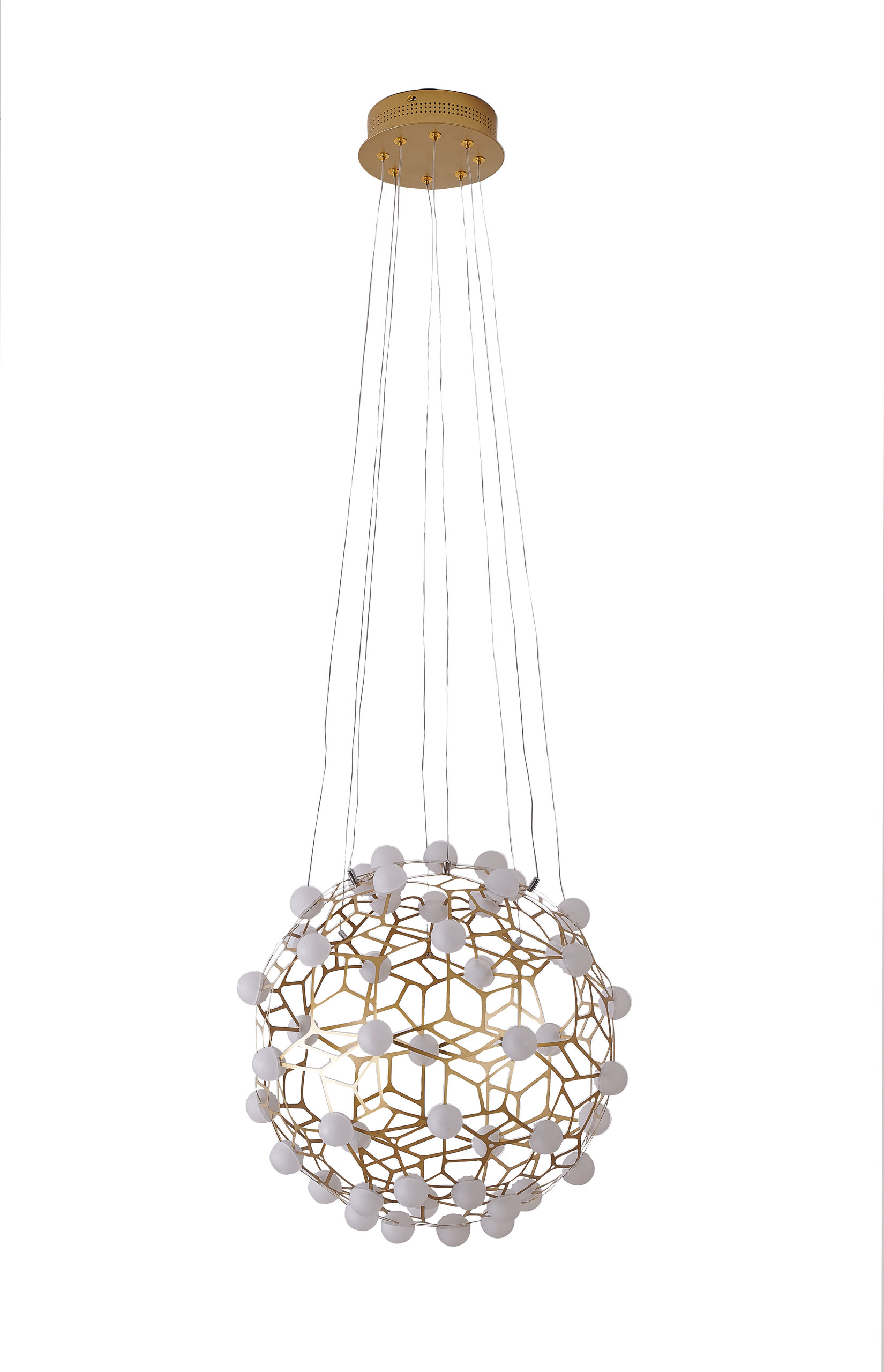 15.75" Gold Metal LED Chandelier With White Diffuser - Contemporary ...