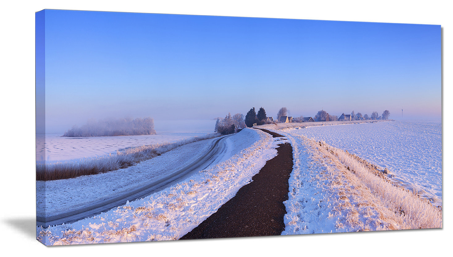 "Lake and Dike At Sunrise Panorama" Landscape Wall Art, 32"x16 ...