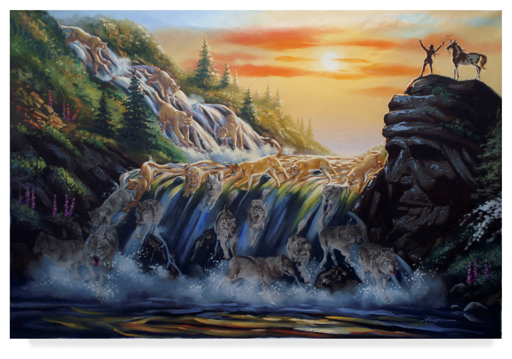 "The Waterfall" by D. Rusty Rust, Canvas Art, 16"x24" - Rustic - Fine ...