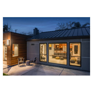 Floor to Ceiling Black Cased Windows in Family Room - Modern - Exterior ...