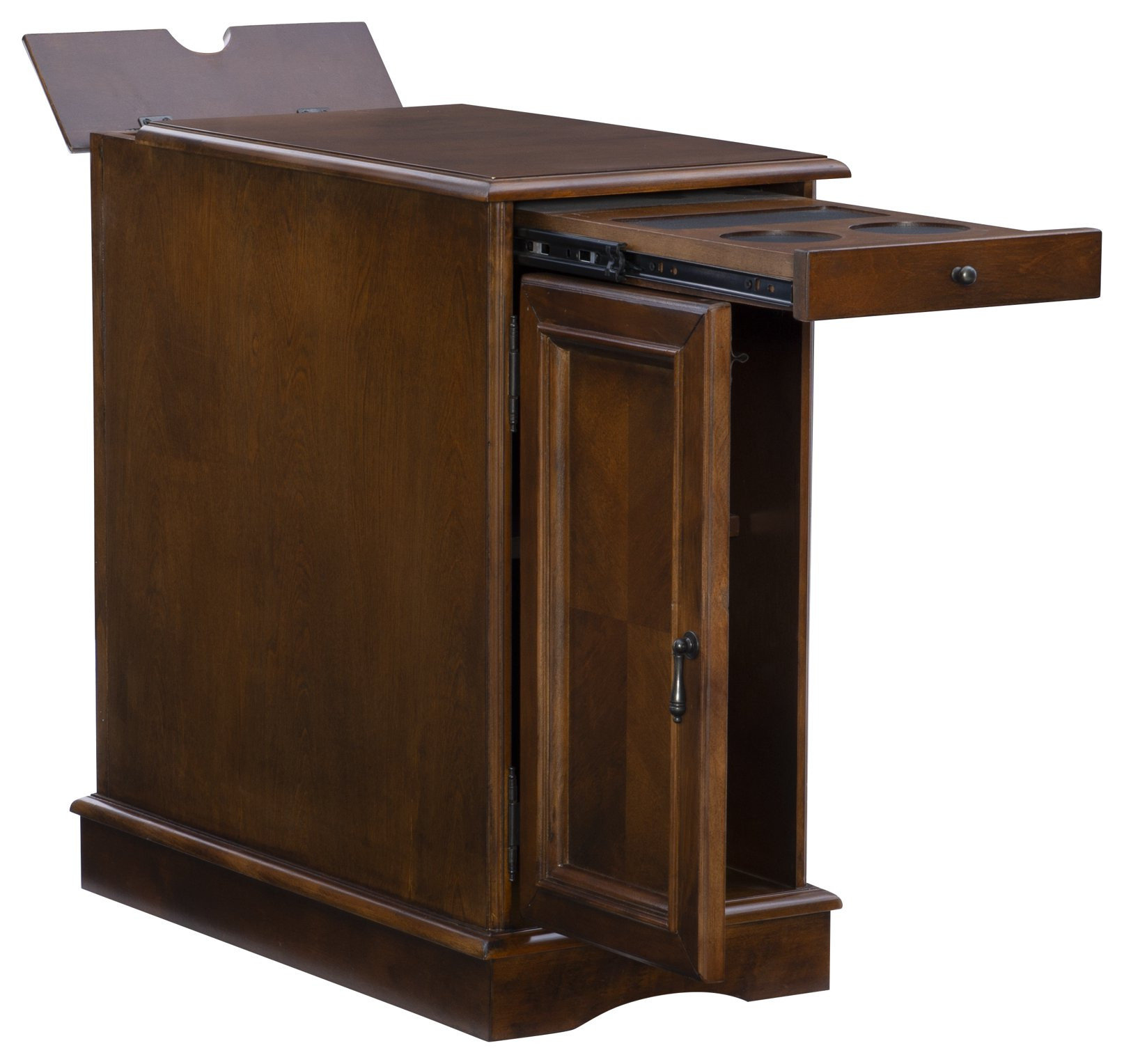Classic End Table, Charging Station & Slide Tray With Beverage Holder ...