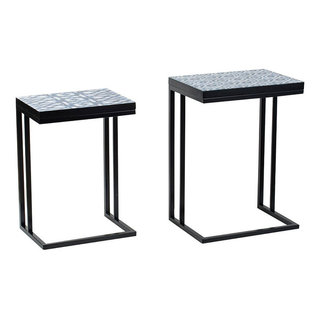 White & Indigo Side Tables 2-Piece Set - Industrial - Coffee Table Sets ...