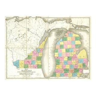 "Map of Michigan & Part of Wisconsin Territory, 1839" Paper Art, 38"x29 ...