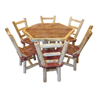 Red Cedar Log Hexagon Dining Set - Rustic - Dining Sets - by Furniture ...