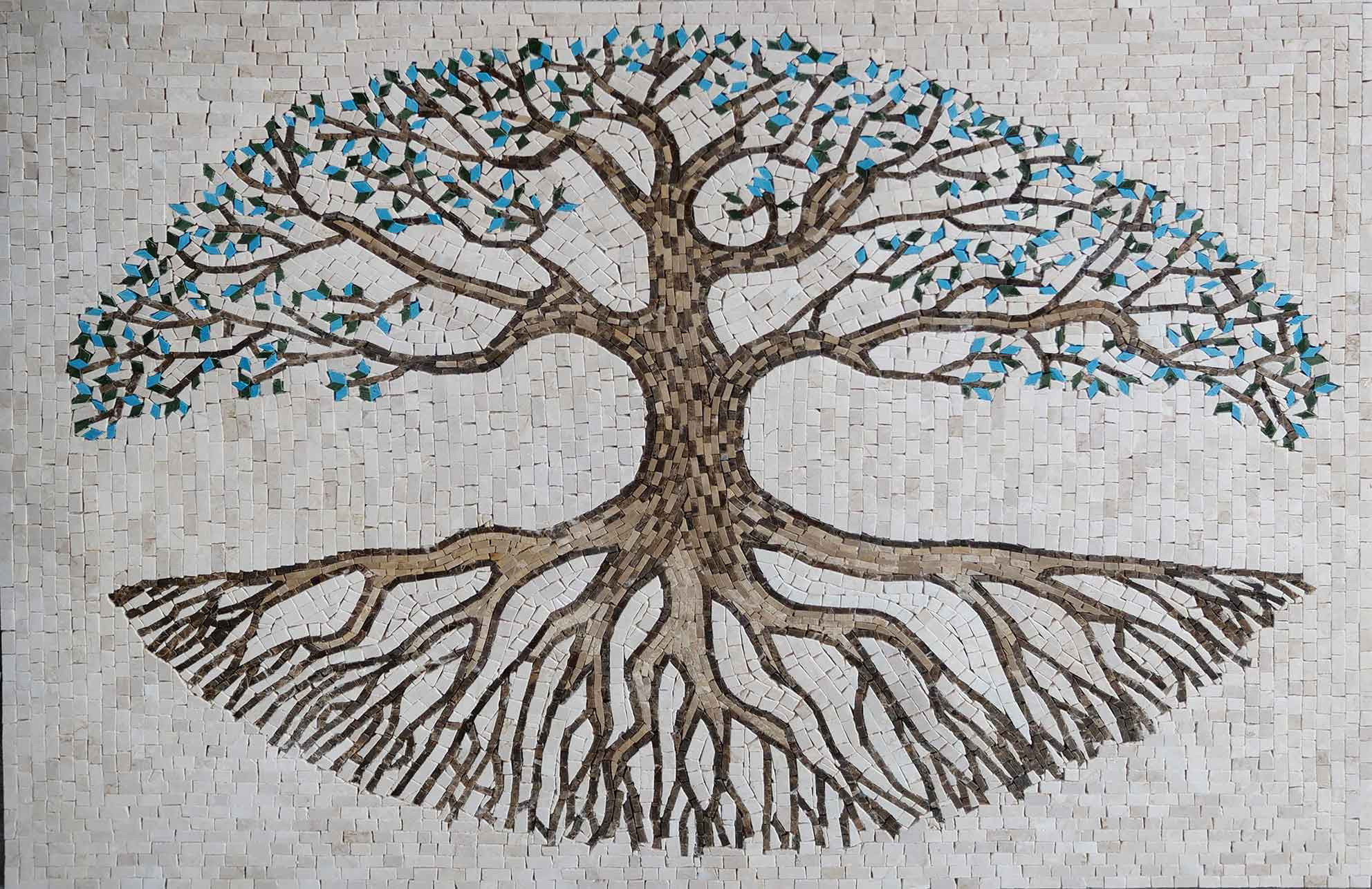 Mosaics Art - Blue Tree Of Life, 79" x 59" - Contemporary - Tile Murals ...