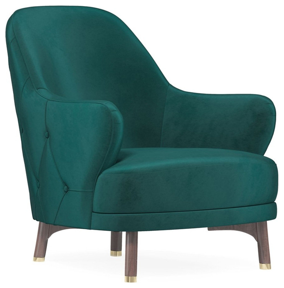 Enza Home Navona Contemporary Fabric Armchair in Petrol Green and ...