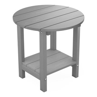 Round Plastic Outdoor Patio Side Table - Transitional - Outdoor Side ...