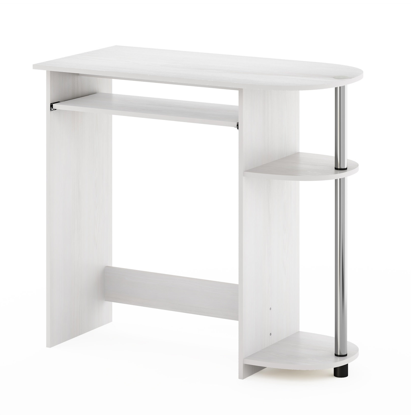 Furinno Simplistic Easy Assembly Computer Desk White Oak Stainless ...