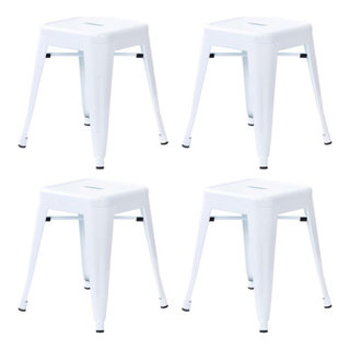 4 Pack White Metal Stool - Industrial - Bar Stools And Counter Stools ...