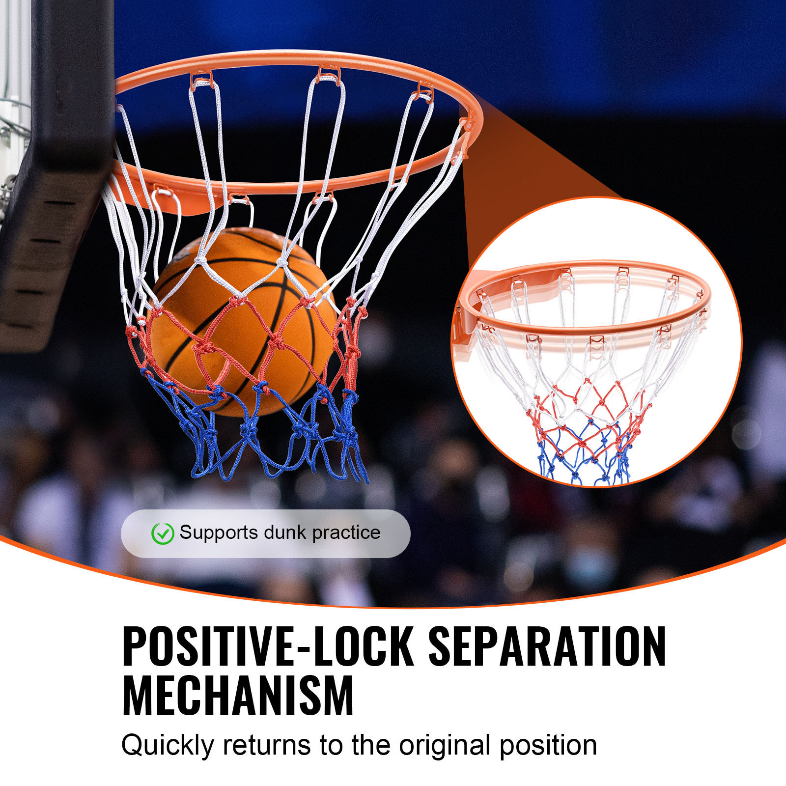 VEVOR Basketball Rim Replacement Outdoor Heavy Duty Hanging Flex Hoop ...