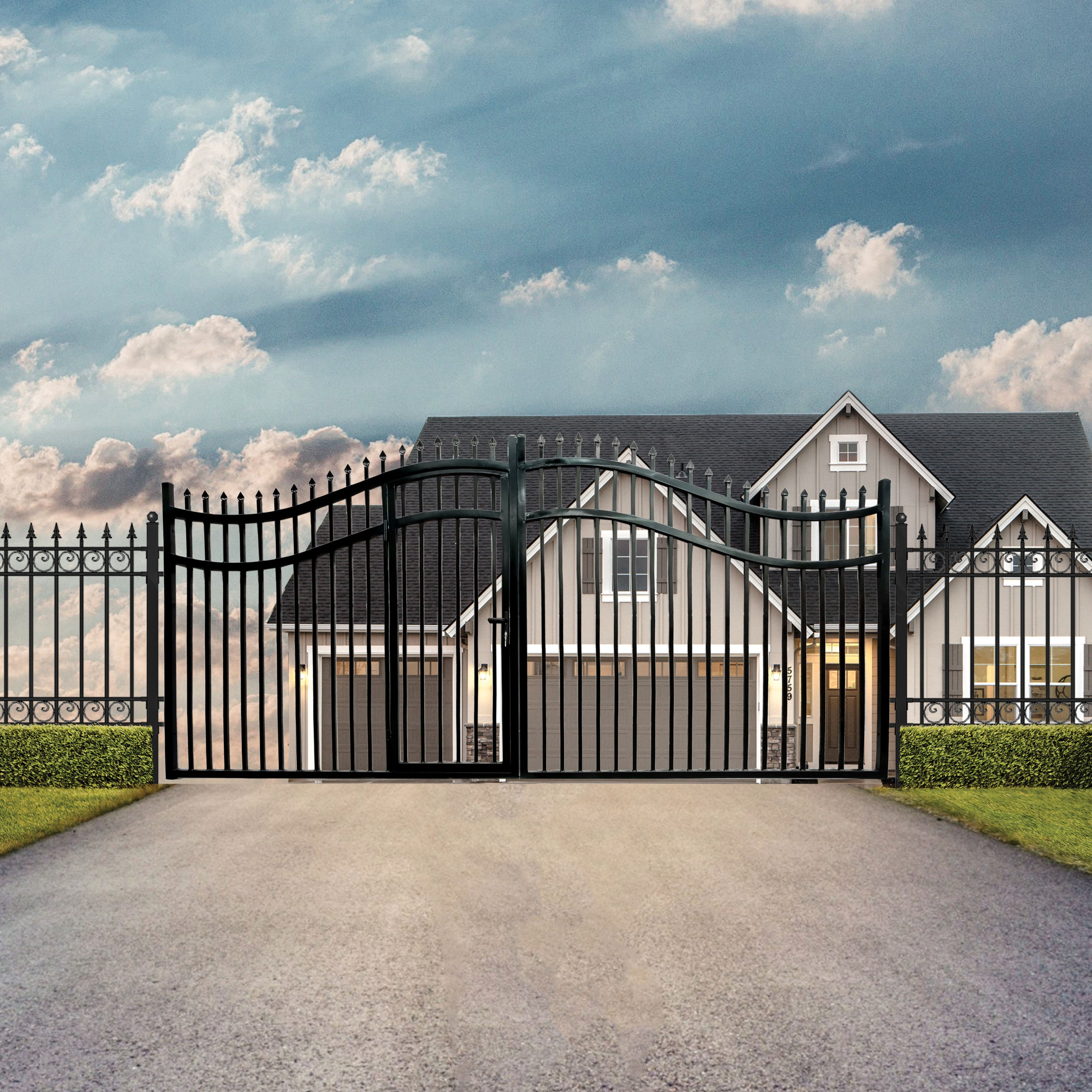 Aleko VIENNA Style 14' Steel Dual Swinging Driveway Gate With ...