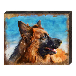 German Shephard Wooden Block, 24 x 18 - Contemporary - Outdoor Wall Art ...