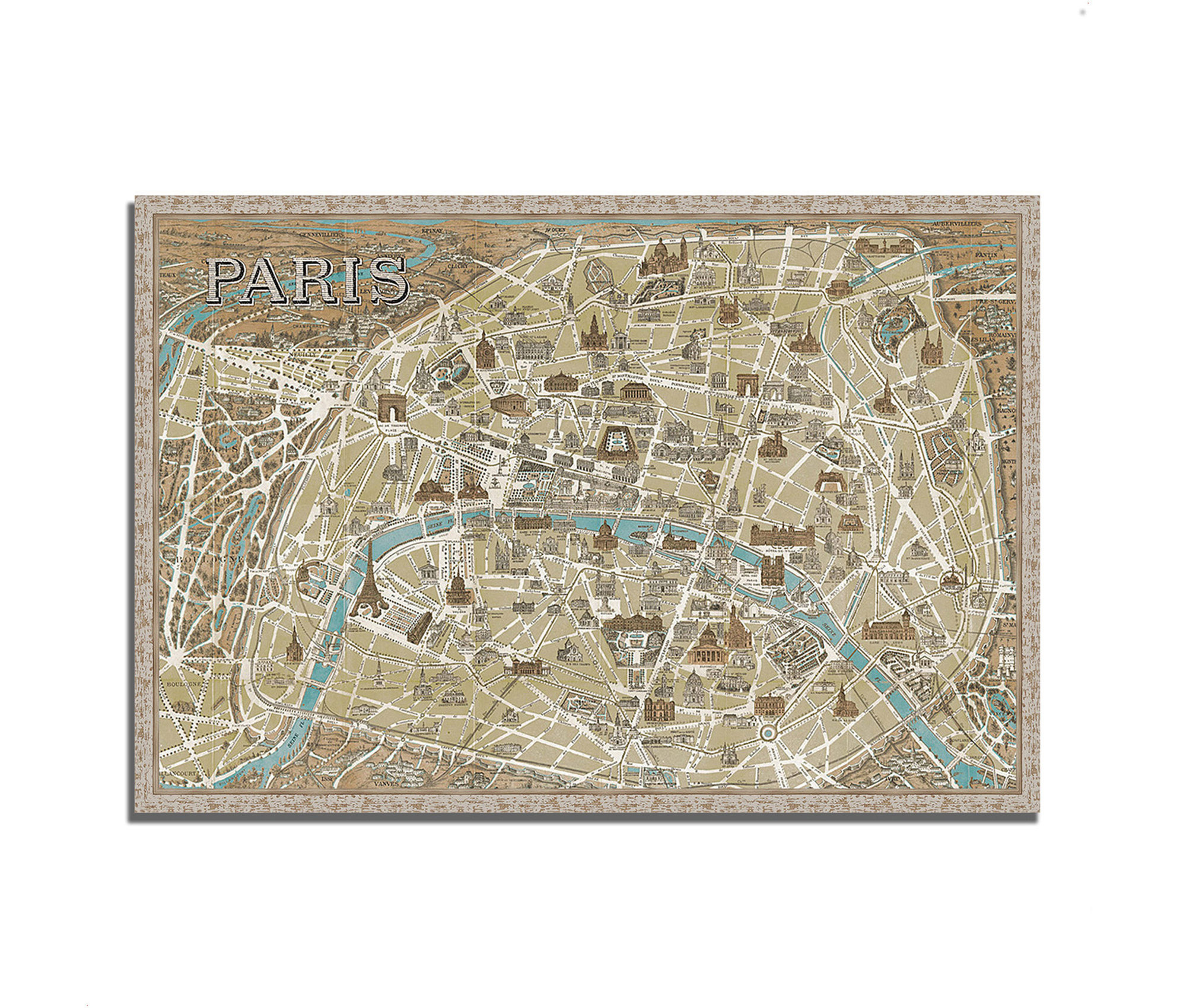 "Monuments Of Paris Map" By Wild Apple Portfolio, Giclee Print On ...