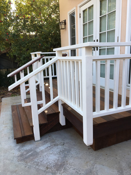 Ipe deck with painted rail