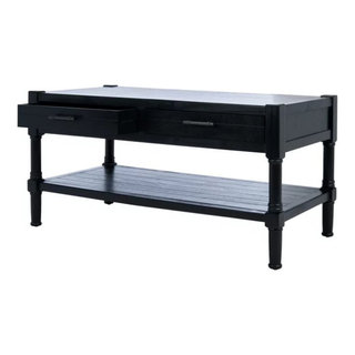 Transitional Coffee Table with Solid Build, Grooved Shelf, 2 Storage ...