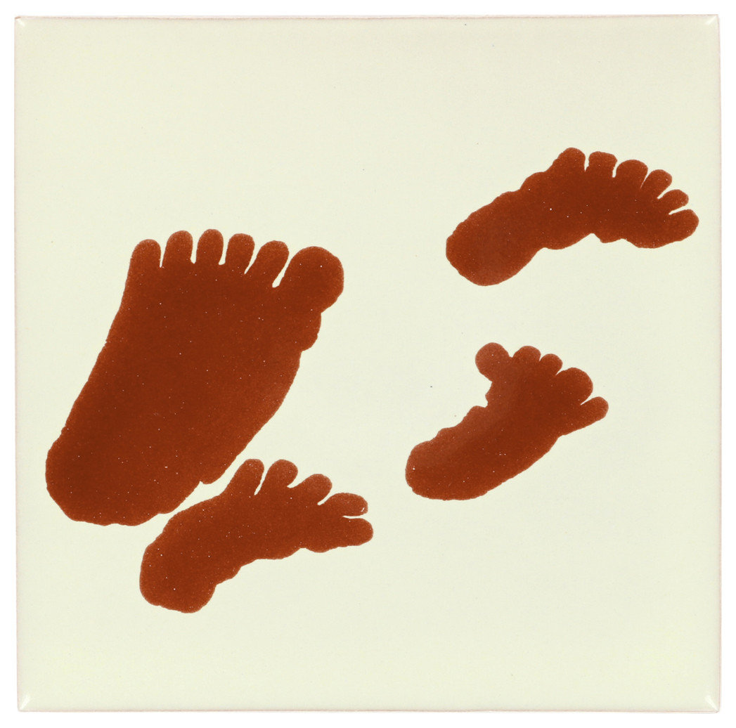 4.25"x4.25" Talavera Mexican Handmade Ceramic Tile, Footprints, Set of ...