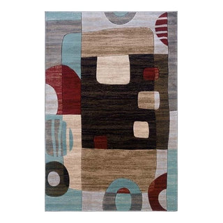 Linon Rugs Milan Sand/Black Rug, 5'x7'7" - Contemporary - Area Rugs ...