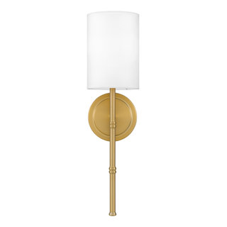 Wood 1-Light Wall Sconce in Aged Brass - Transitional - Wall Sconces ...