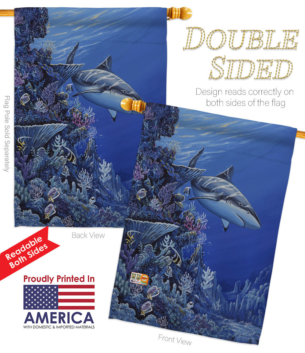Shark Reef Coastal Sea Animals Flags Set, 28" X 40" X 0.1" - Modern ...