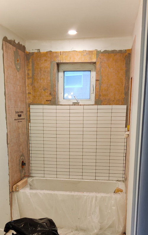 Struggling with 2x8 "stacked" subway tiles. Is this salvageable?