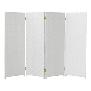 4 ft. Short Woven Fiber Outdoor All Weather Room Divider, 4 Panel ...