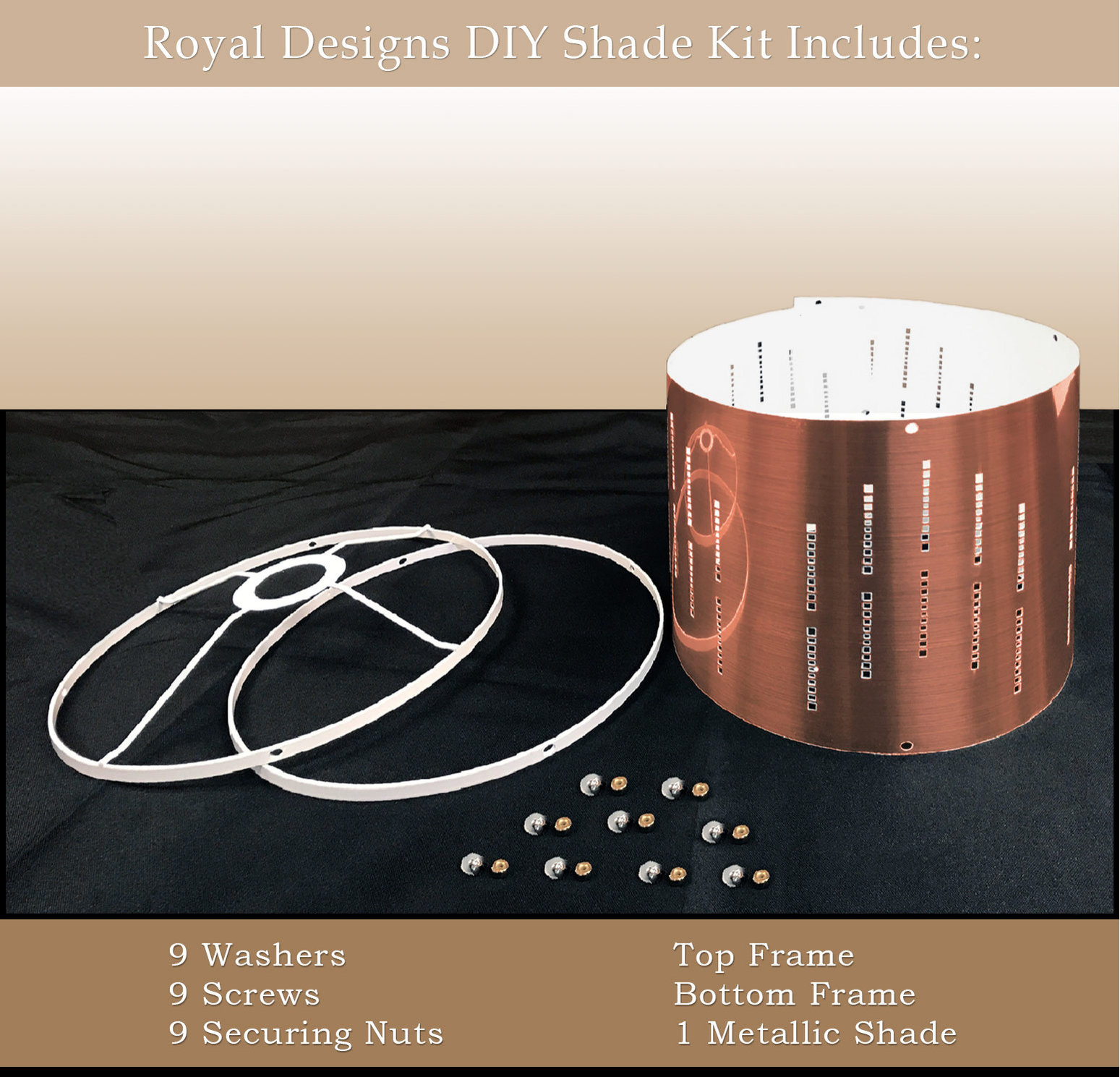 Royal Designs DIY Metallic Stencil Design Shallow Drum Hardback Lamp ...