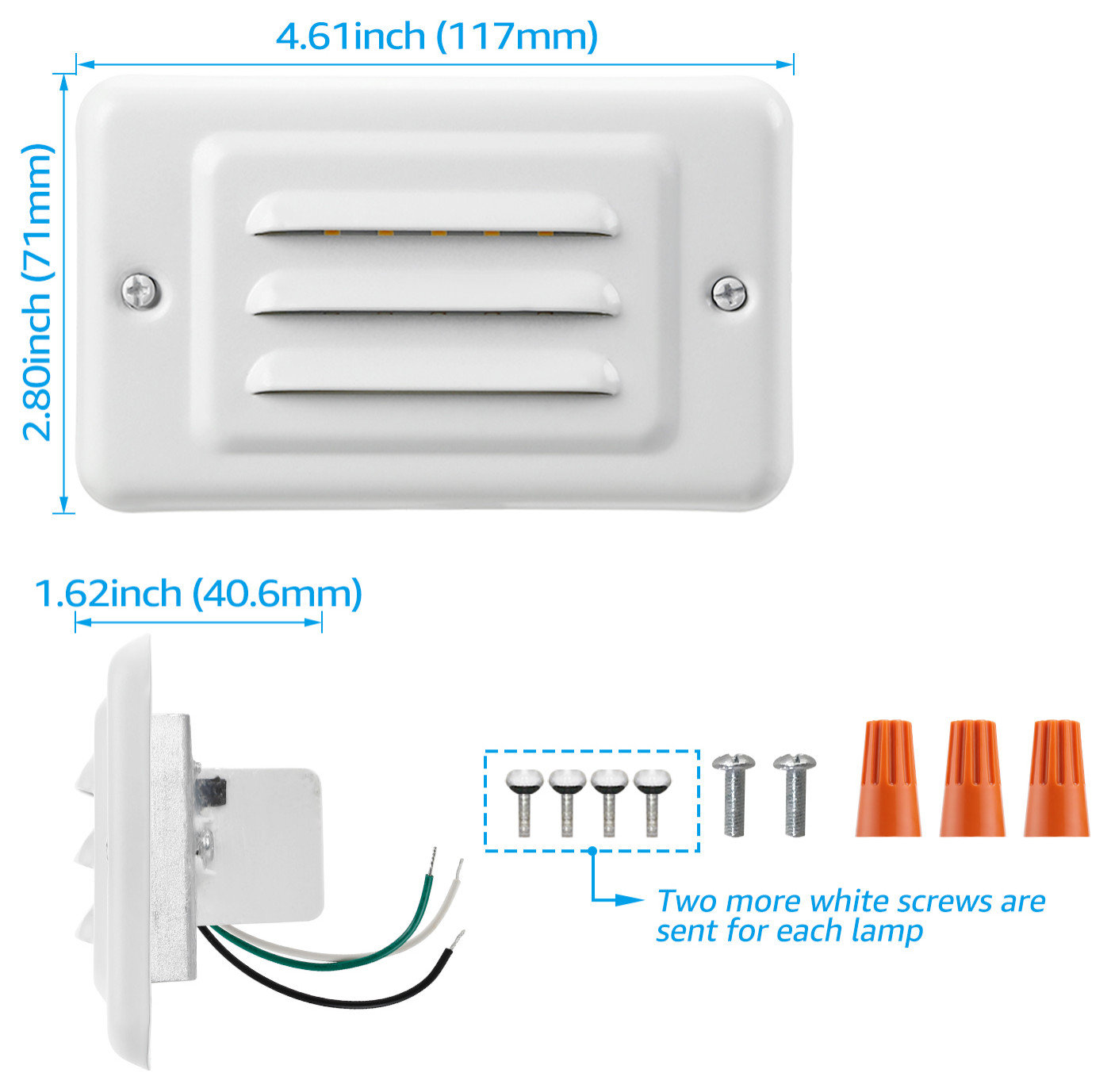 3 Pack LED Step Lights Indoor, Wall Mount Stair Lighting With Louver ...