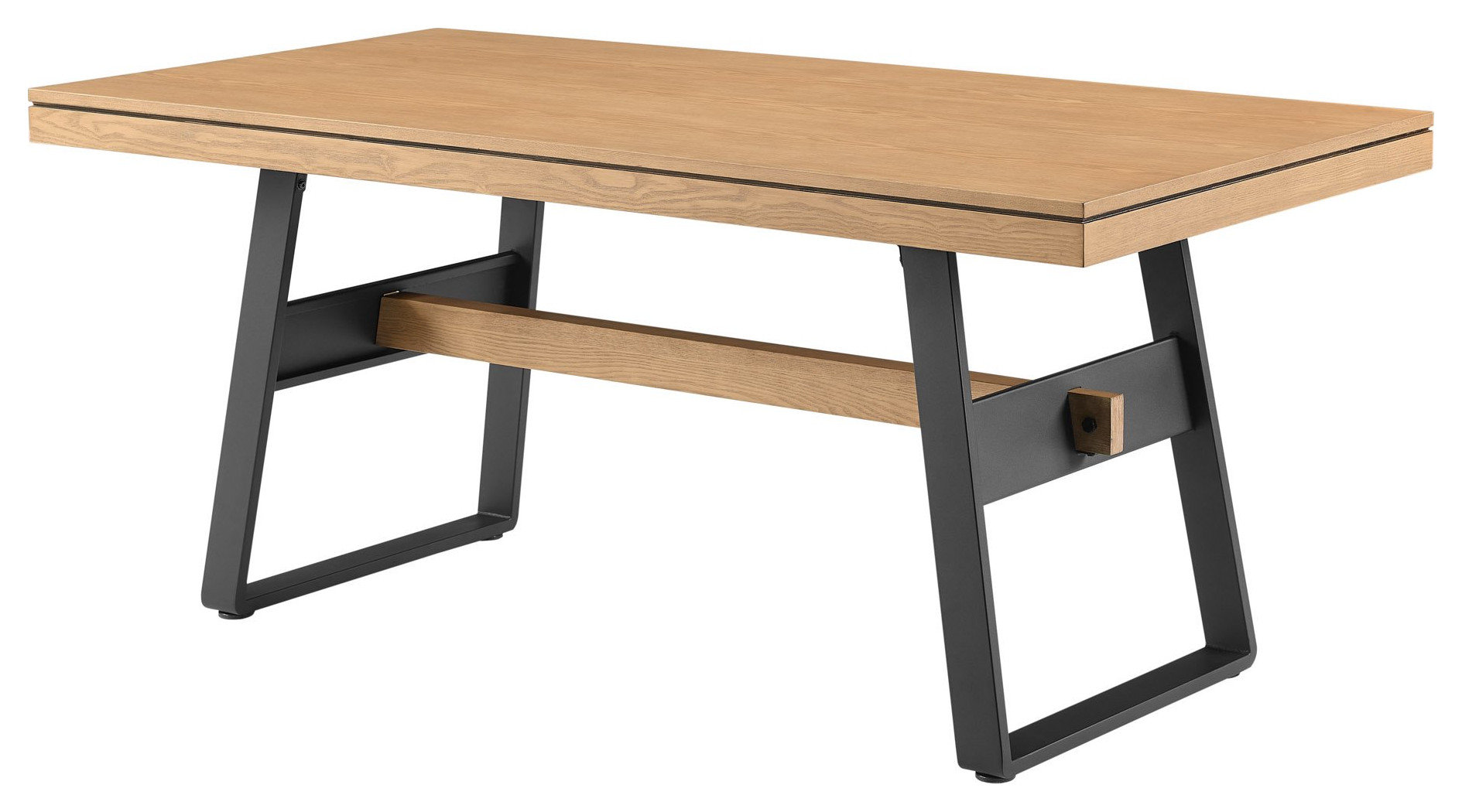 Industrial Dining Table, Metal Legs With Rectangular Table Top, Light ...