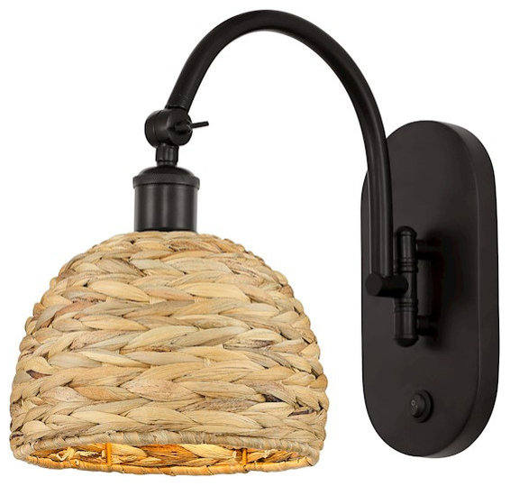 Innovations Woven Rattan 1-Light 8" Sconce, Swivel, Bronze/Natural ...