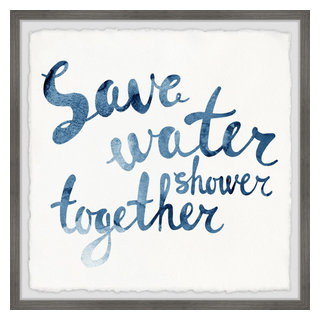 "Save Water Together II" Framed Painting Print, 32"x32" - Contemporary ...