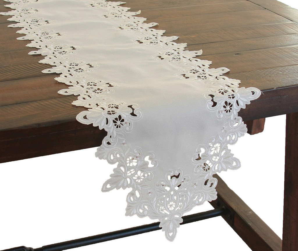 Victorian Lace Embroidered Cutwork Table Runner, 15'x54" - Traditional ...