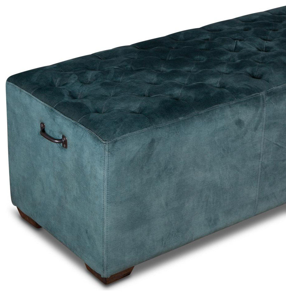Arabella Green Velvet Bench, Large - Contemporary - Accent And Storage ...