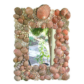 "Red Is Green" Gorgeous Abalone Sea Shell Framed Mirror - Beach Style ...