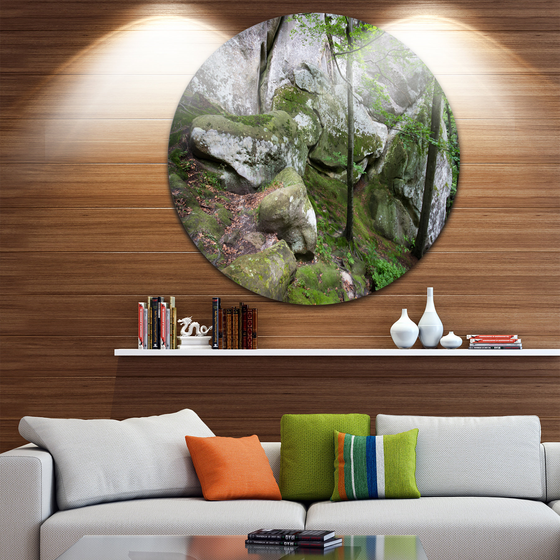 Deep Moss Forest With Rocks, Landscape Disc Metal Artwork, Disc of 11 ...