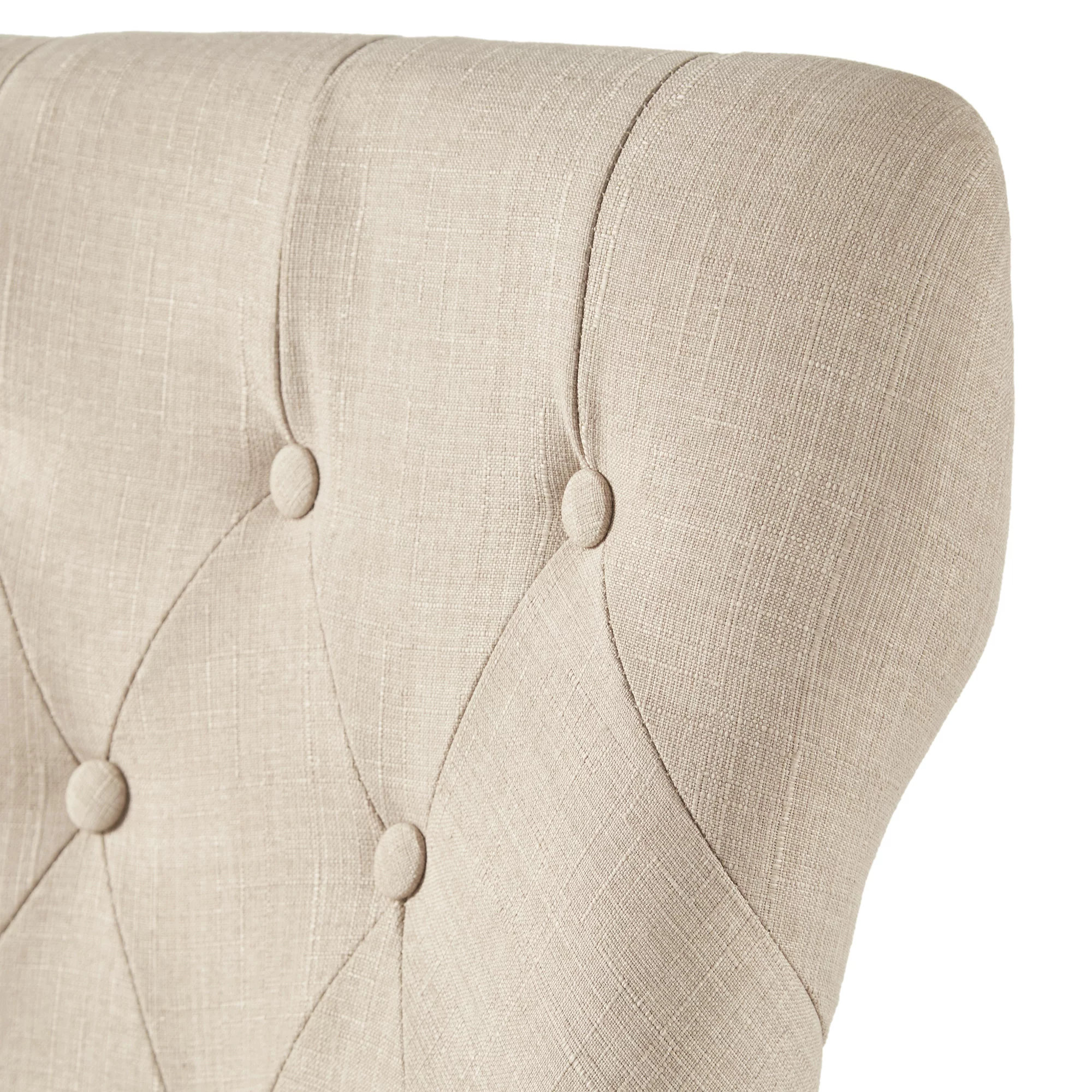 Set of 2 Dining Chair, Linen Seat With Button Tufted Hourglass Back ...