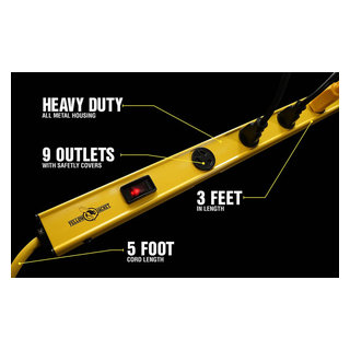 Yellow Jacket 5153 Workshop 9-Outlet Metal Bar Power Strip with 5' Cord ...