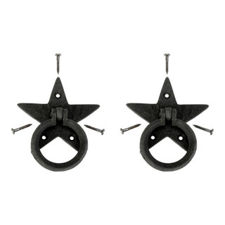 Cabinet Drawer Ring Pull Black Iron Star Design Pack of 2 ...