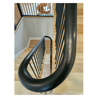 115_Stunning Continuous Rail System on 3 Story Floating Stairs ...