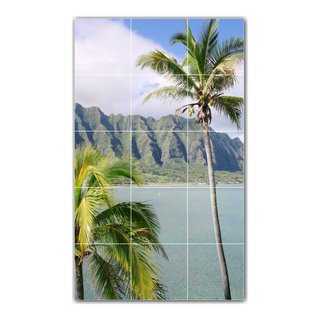 Beach Ceramic Tile Wall Mural HZ500053, 18" Wide x 30" High - Tropical ...