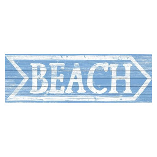 "Beach This Way" Painting Print on White Wood, 45"x15" - Beach Style ...