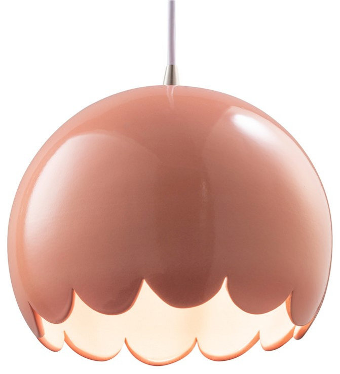 Justice Design Radiance 1 Light Pendant, Nickel/Blush CER-6470-BSH-NCKL ...