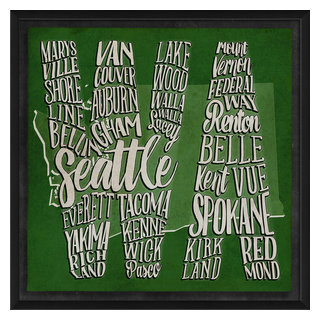 Washington State Abbreviation Framed Print, Large - Contemporary ...