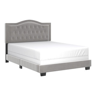Modern Velvet Panel Bed, Queen - Transitional - Panel Beds - by WHI | Houzz