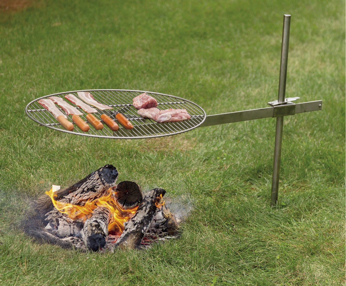 DELUXE CAMPFIRE GRILL SET - Adjustable Stainless Steel 24" Round ...