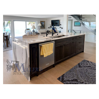 Gray Ash Island with Rainfall Countertop - Beach Style - Kitchen ...
