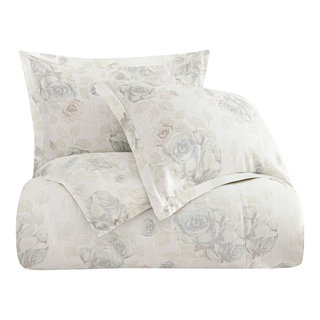 Roseline Linen Duvet Set, 3 Piece, King - Traditional - Duvet Covers ...