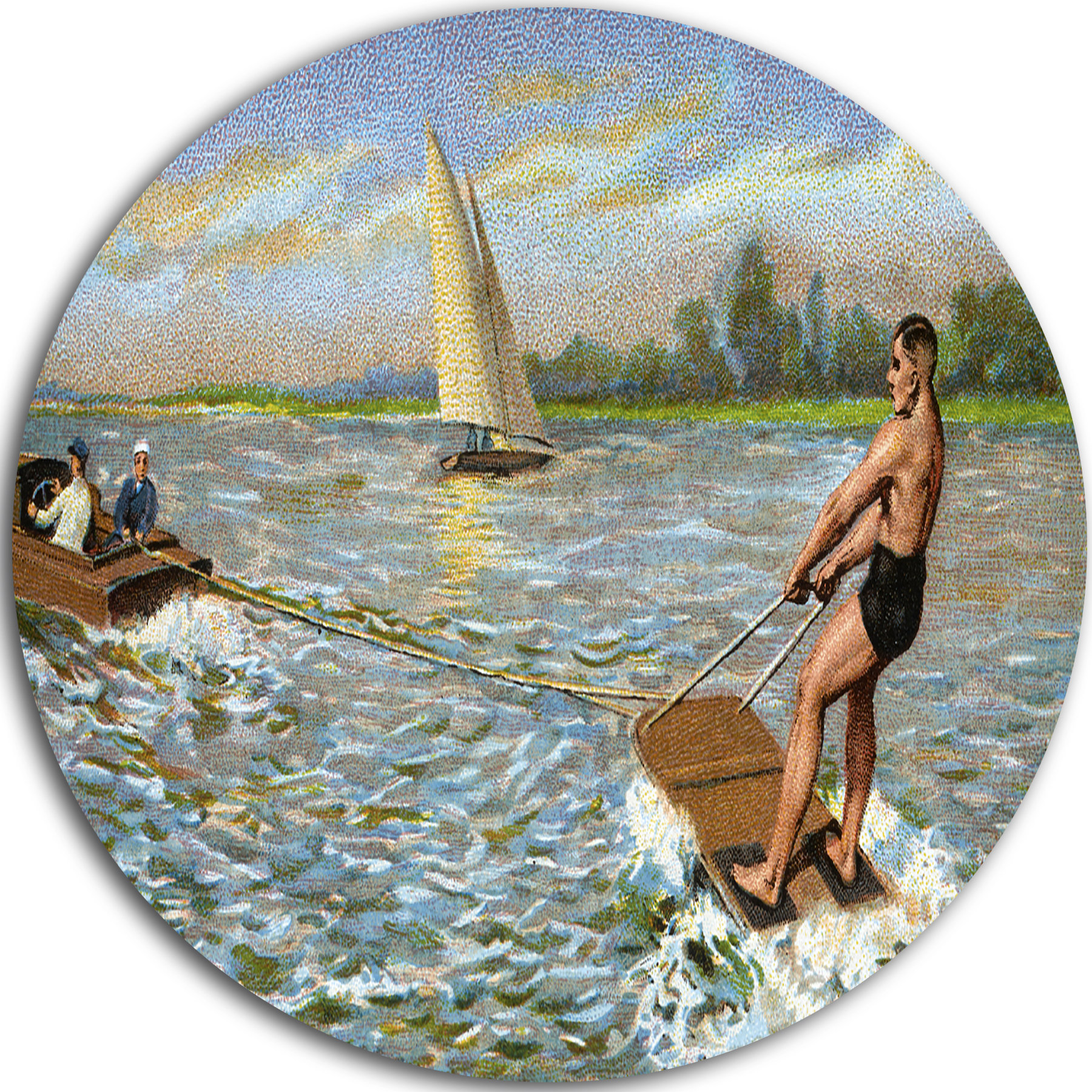 Water Skiing, Photography Disc Metal Artwork, Disc of 38 inch - Beach ...