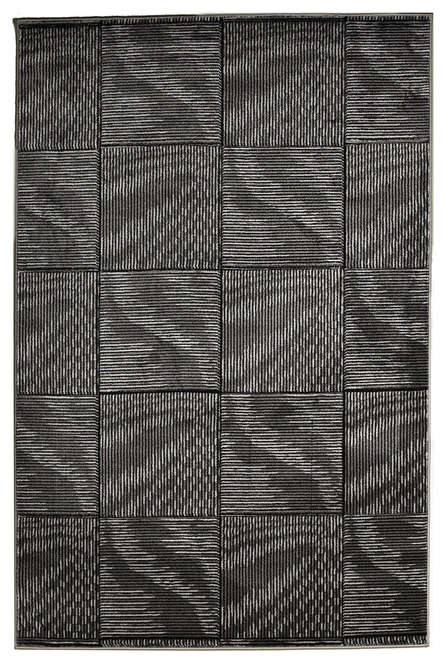 Benzara 10.3 x 8 Feet Windowpane Design Polypropylene Power Loomed Rug ...